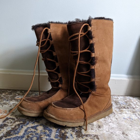 UGG | Shoes | Ugg Tall Leather Winter Boots With Sheep Skin Inside ...